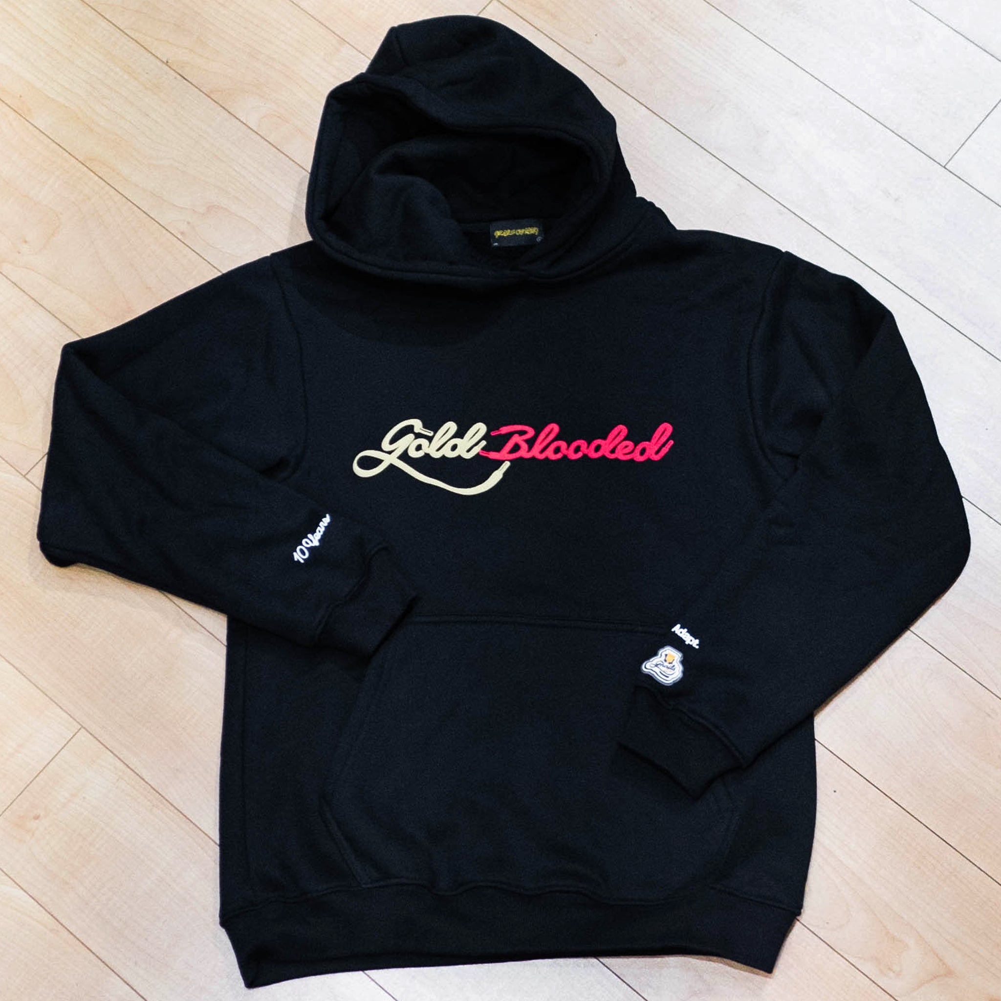 Grails SF X ADAPT "Gold Blooded" Scripted Font Hoodie Black