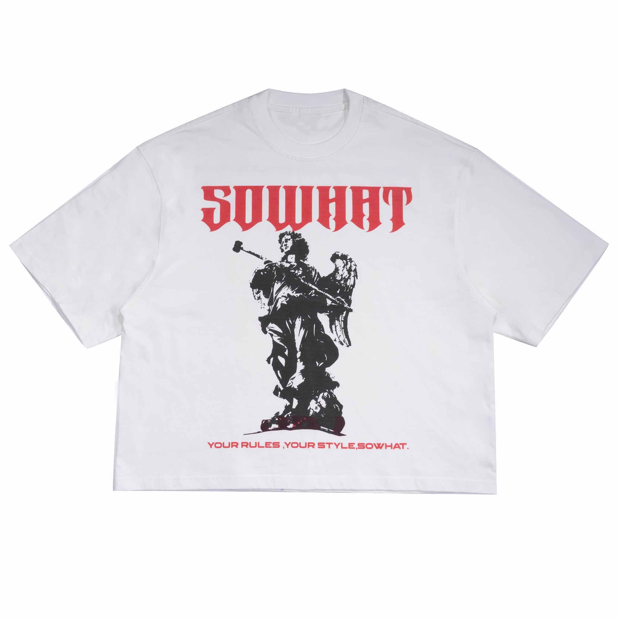 SOWHAT Guardian Angle Oversize Crop Tee White – Grails SF